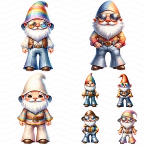 Retro Disco Gnome Clipart - Groovy Watercolor PNG Images - Digital ...