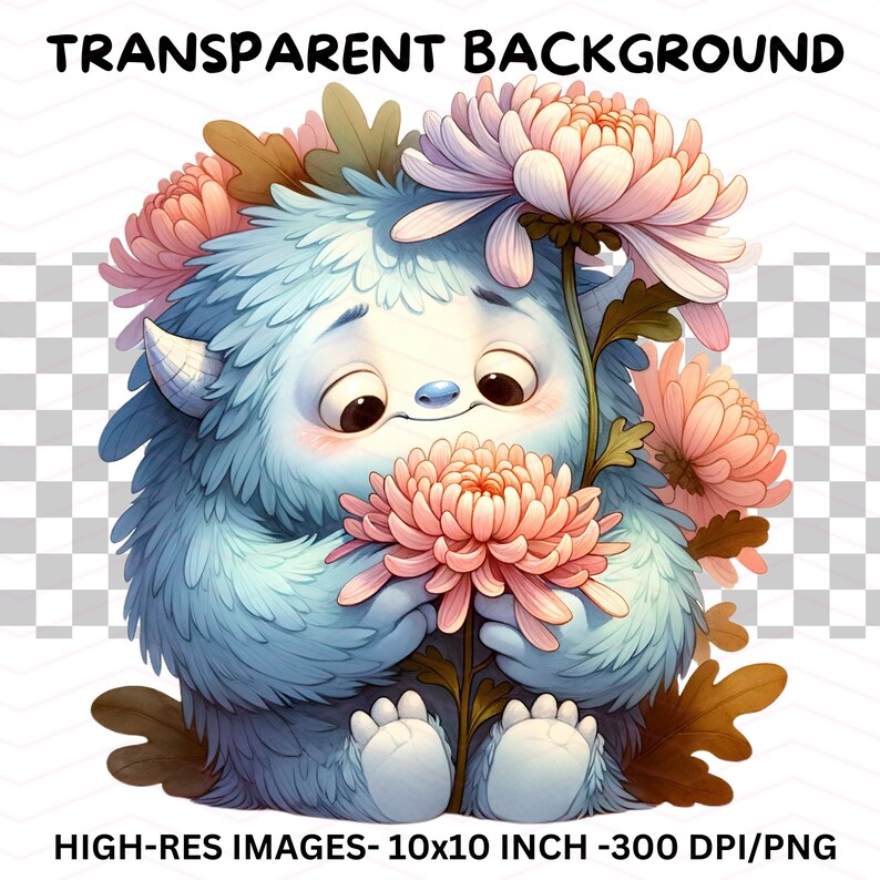 Enchanted Floral Monsters Clipart Cute Watercolor Creatures With ...