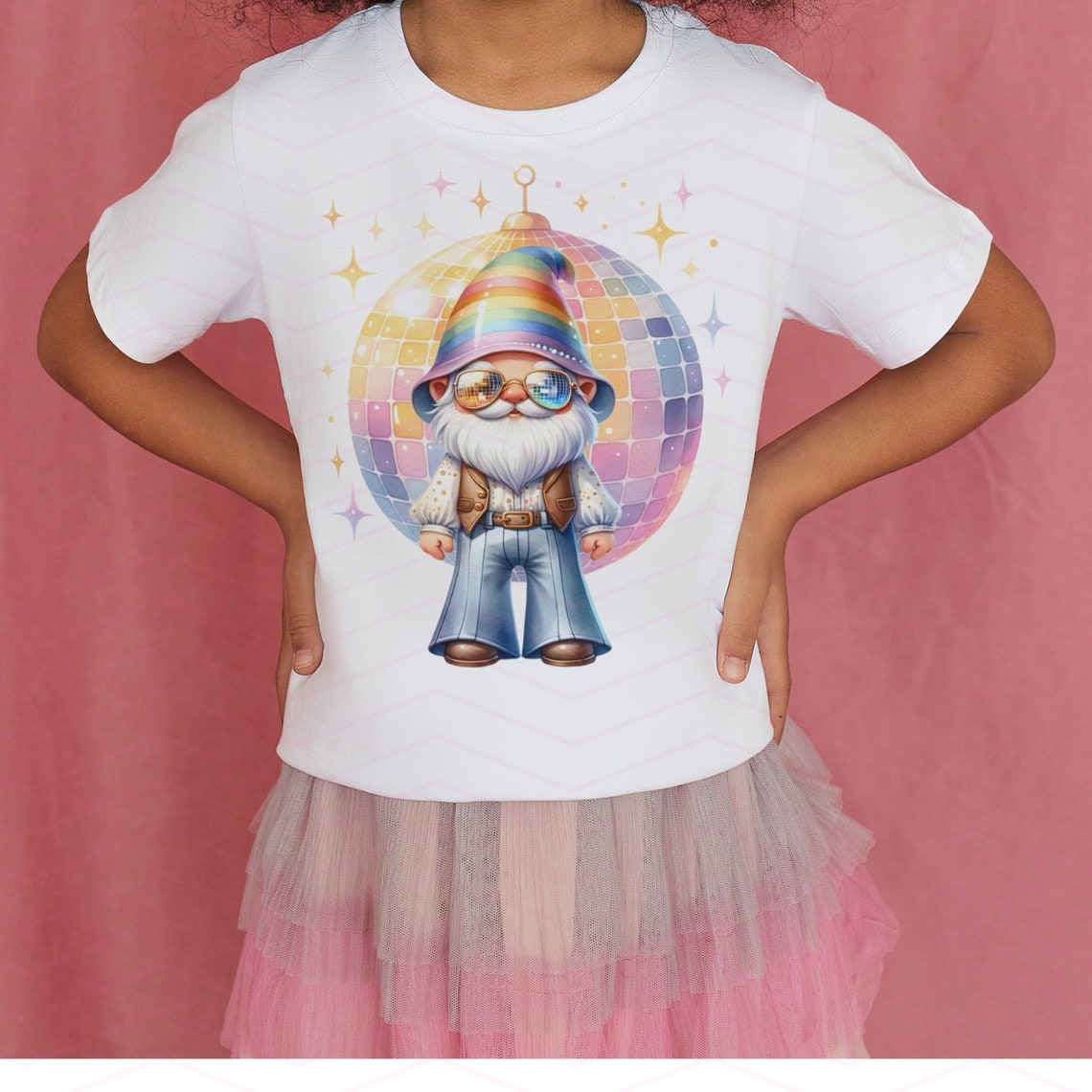 Retro Disco Gnome Clipart - Groovy Watercolor PNG Images - Digital ...