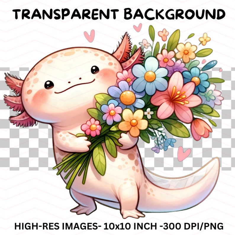 Adorable Axolotl Clipart Collection - Cute Watercolor Axolotl Pngs ...