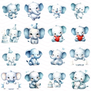 Adorable Elephant Watercolor Clipart Collection - Digital Download ...