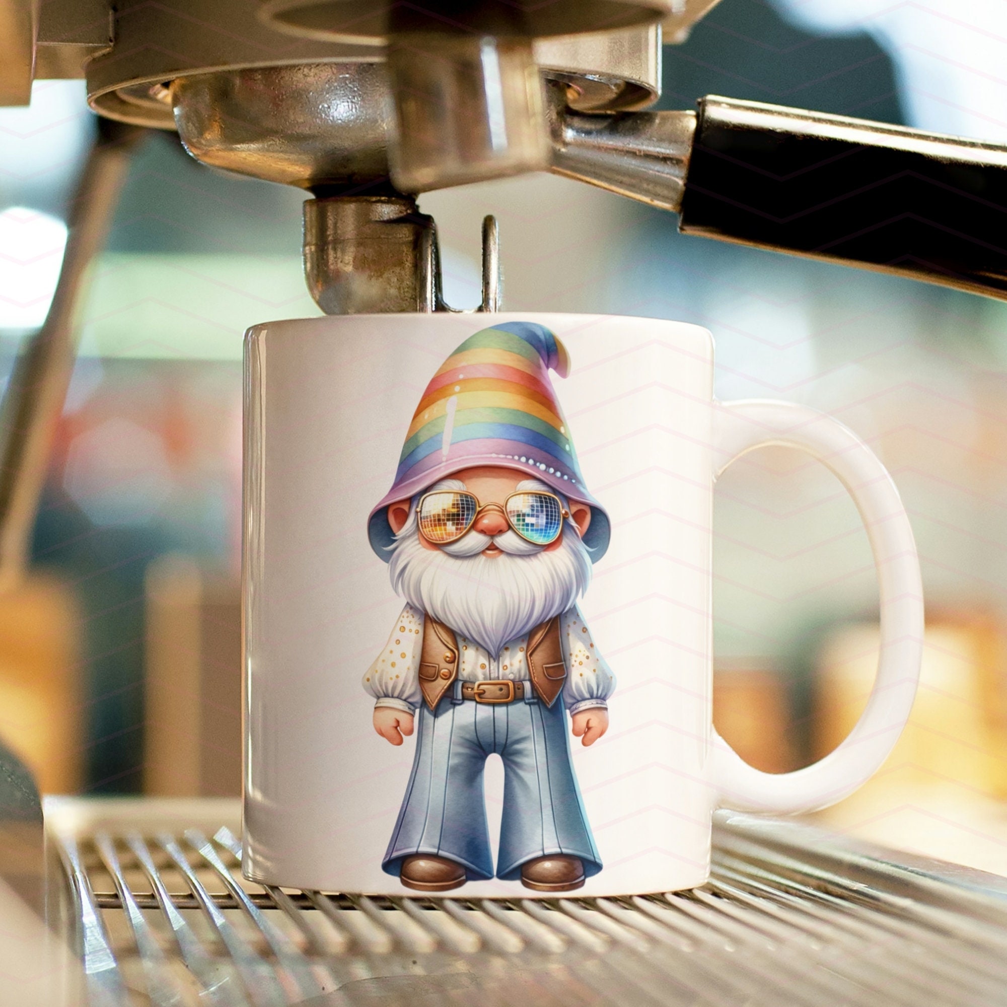 Retro Disco Gnome Clipart - Groovy Watercolor PNG Images - Digital ...