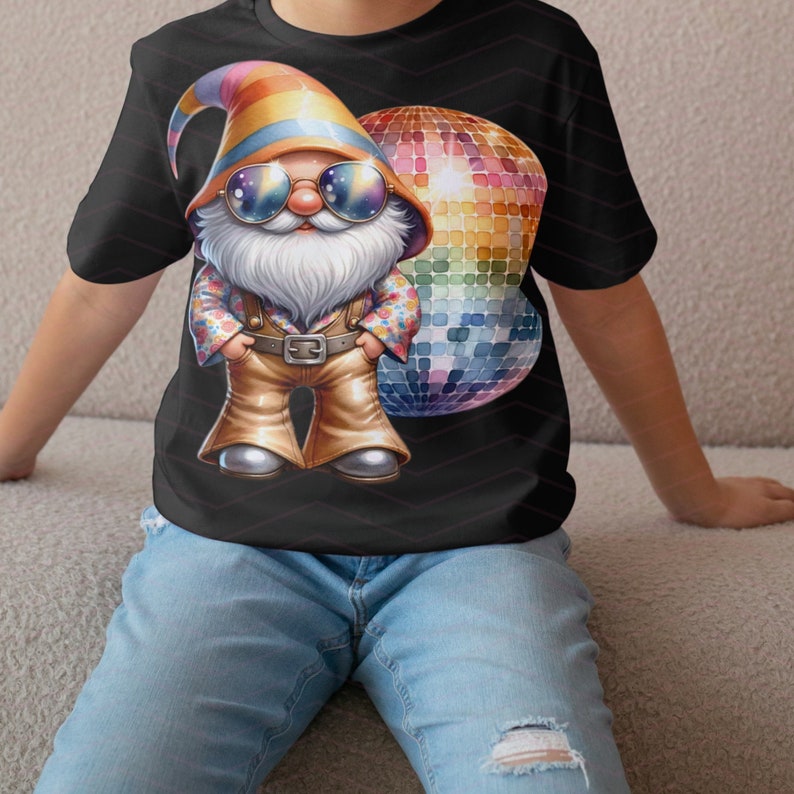 Retro Disco Gnome Clipart - Groovy Watercolor PNG Images - Digital ...