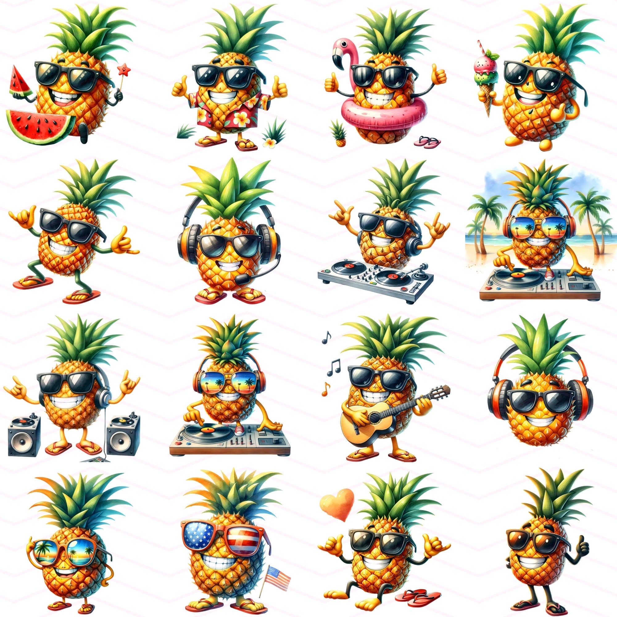 Pineapple Watercolor Clipart, Tropical Party , Pineapple With ...