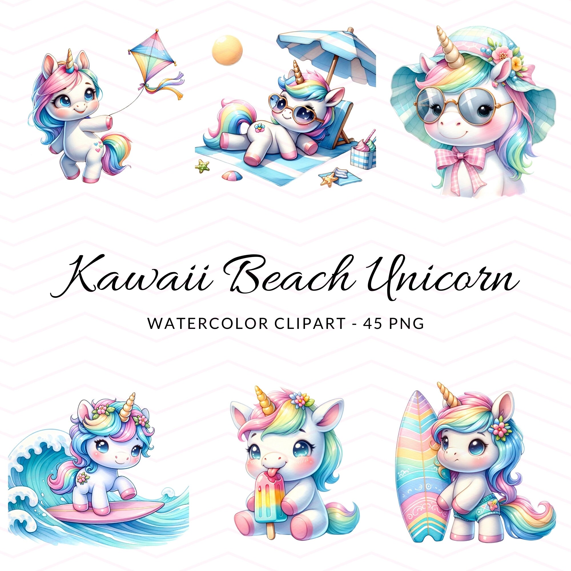 Summer Fun Unicorn Clipart, Beach Themed Unicorn, Flamingo Rubber ...