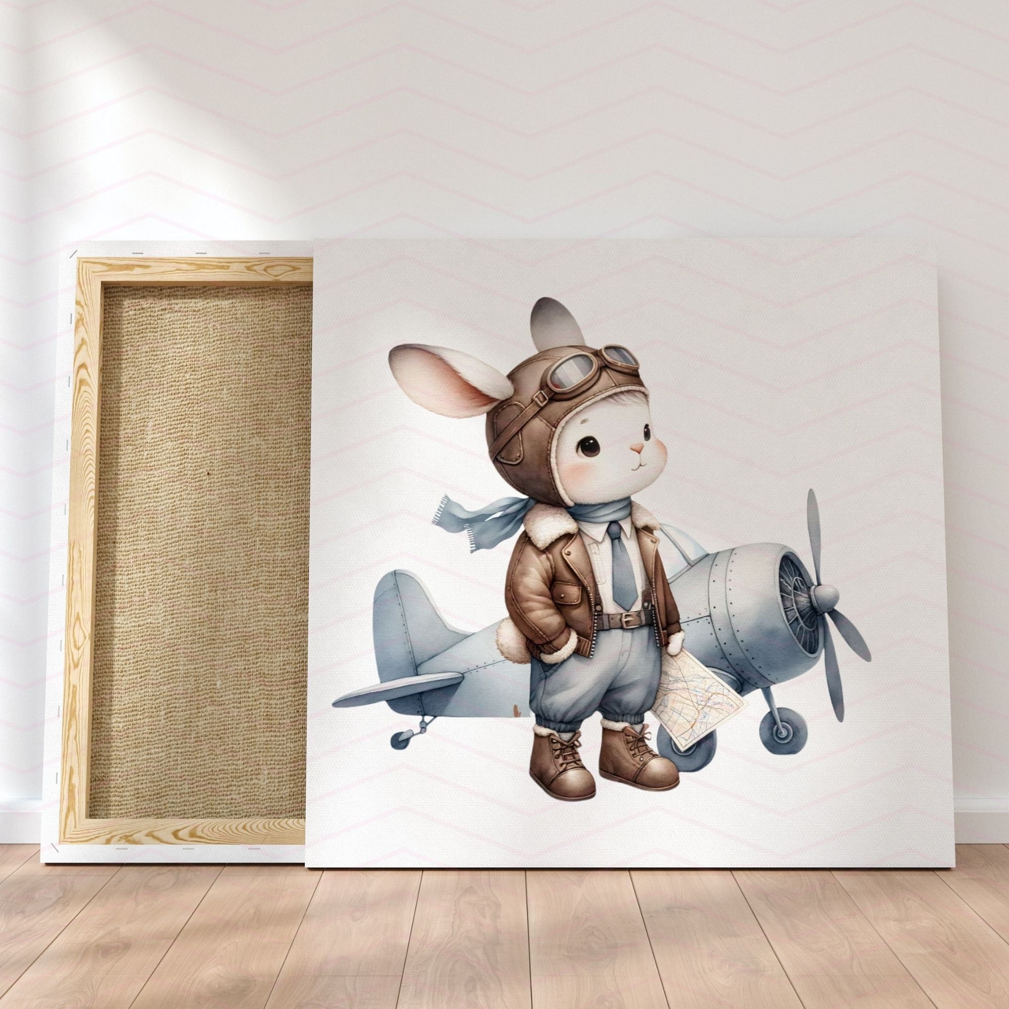 Aviator Rabbit Watercolor Clipart Pilot Bunny & Airplanes Pngs, Kids ...