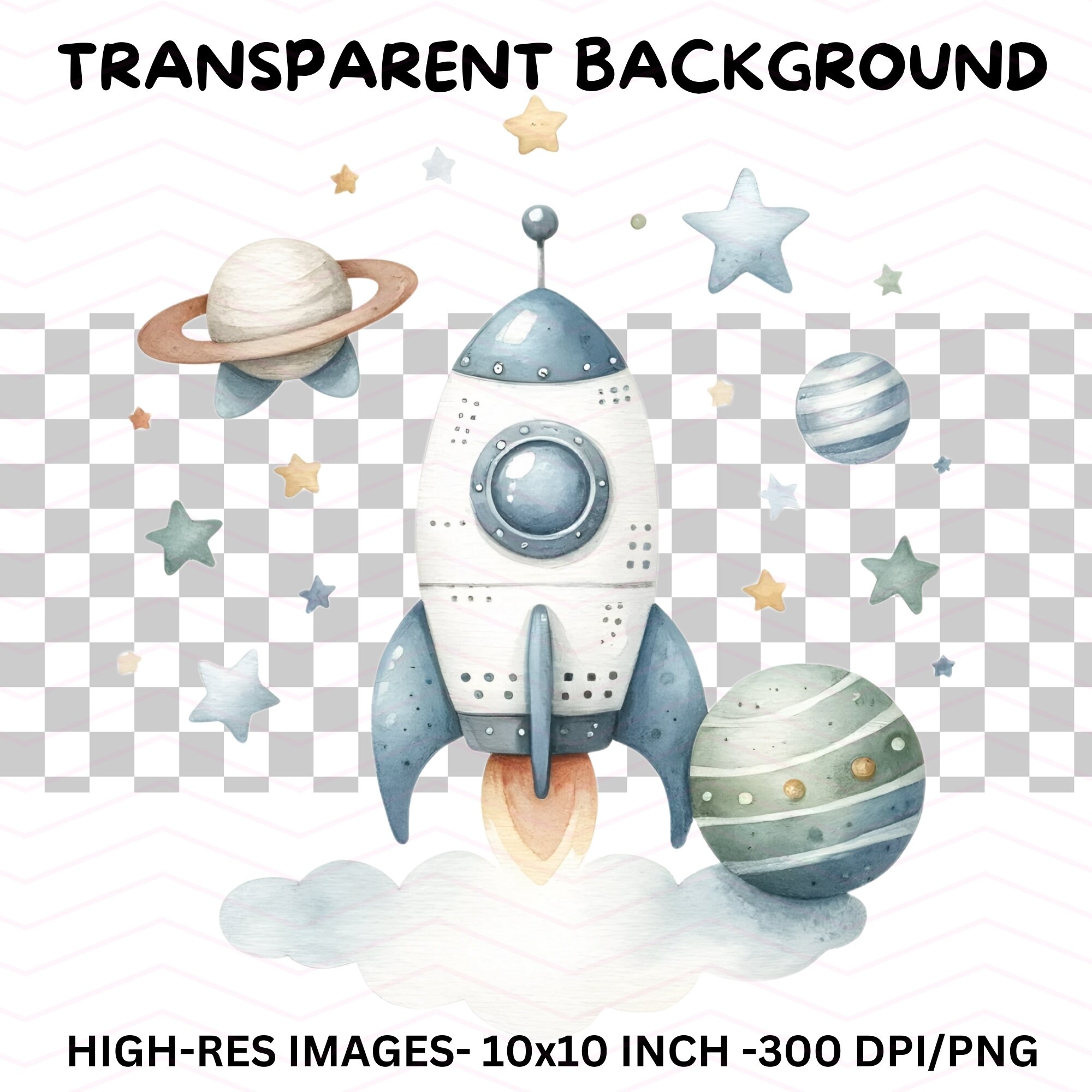 Space Adventure Watercolor Clipart - Astronauts, Aliens and Planets ...