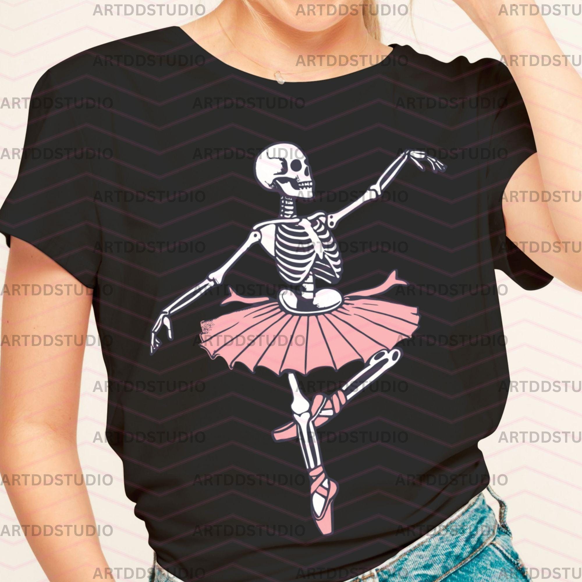 Skeleton Ballet Watercolor Clipart, Dance Themed Skeleton Illustration ...