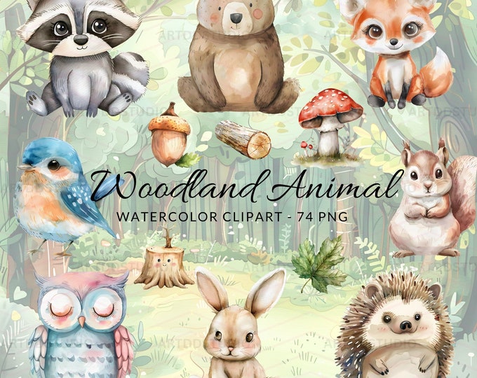 40 Vintage Woodland Animals Clipart Pack INSTANT DOWNLOAD Nostalgic ...