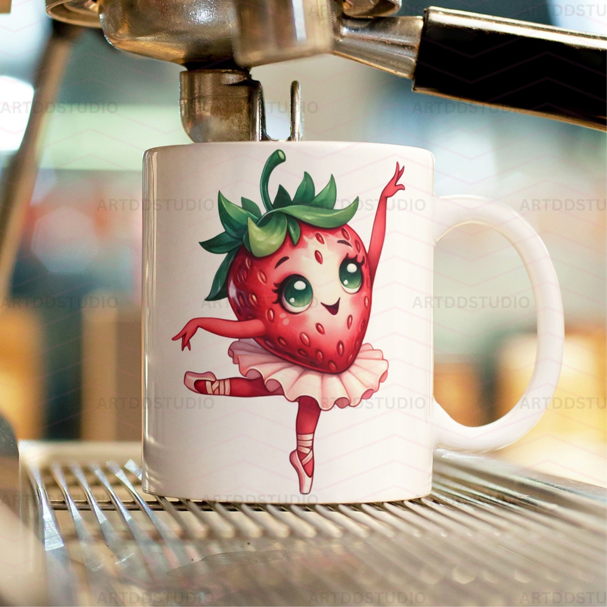 Watercolor Strawberry Ballerina Clipart Watercolor Dancing Berries PNG, Girly Fruit ...