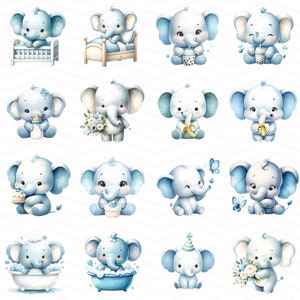 Adorable Elephant Watercolor Clipart Collection - Digital Download ...