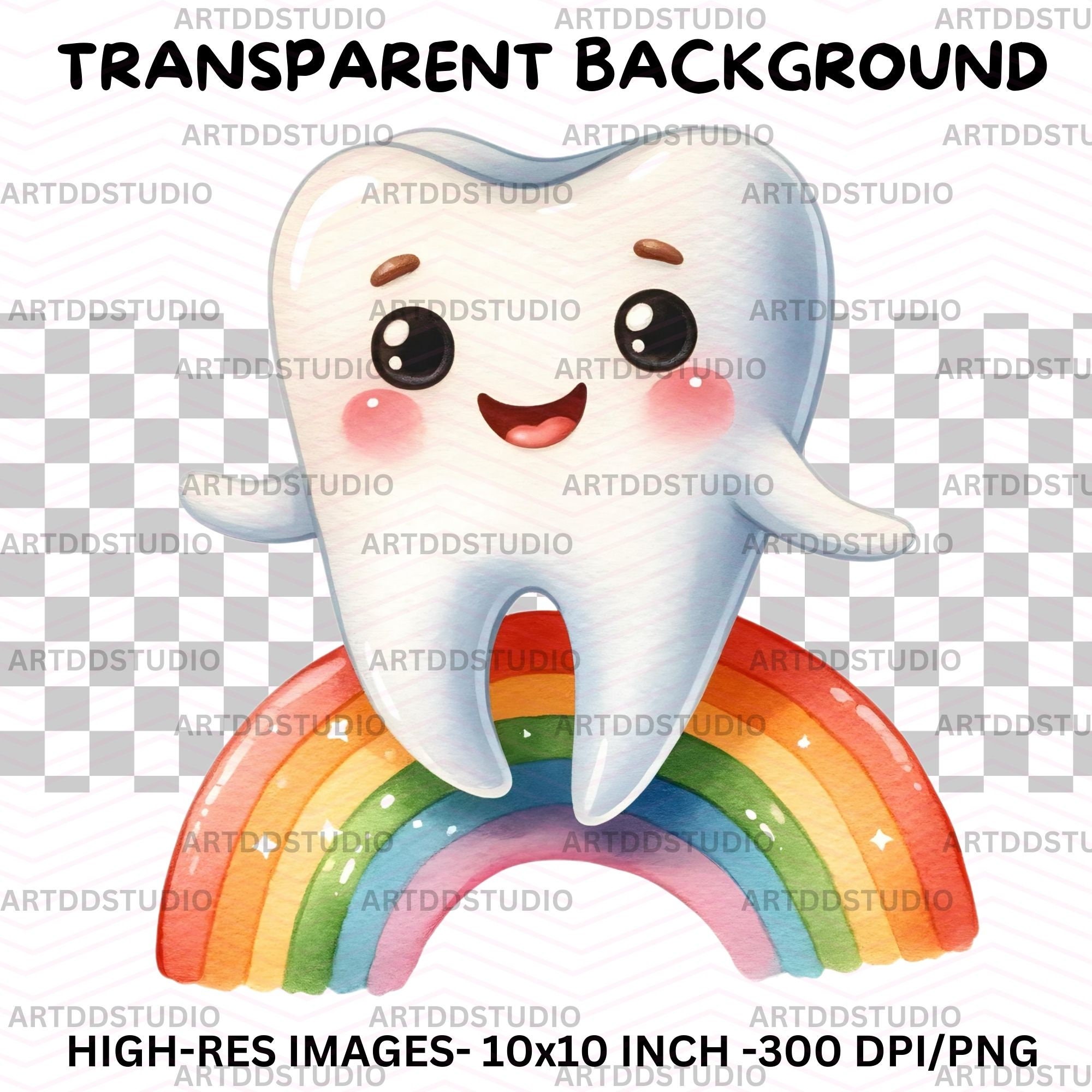 Adorable Tooth Clipart - Cute Tooth Watercolor PNG Collection, Dentist ...