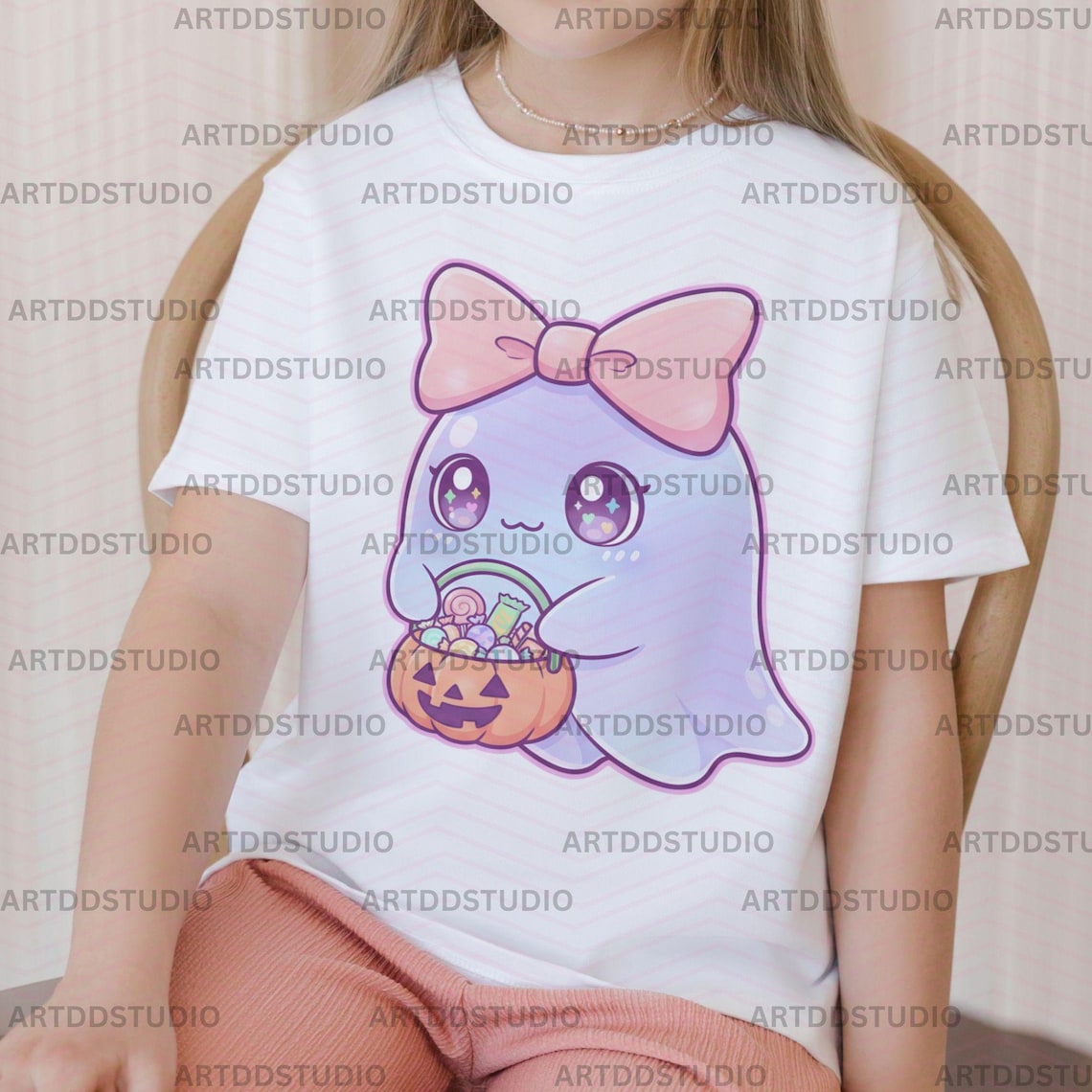 Kawaii Halloween Ghost Clipart Bundle: 31 Pastel Watercolor Pngs ...