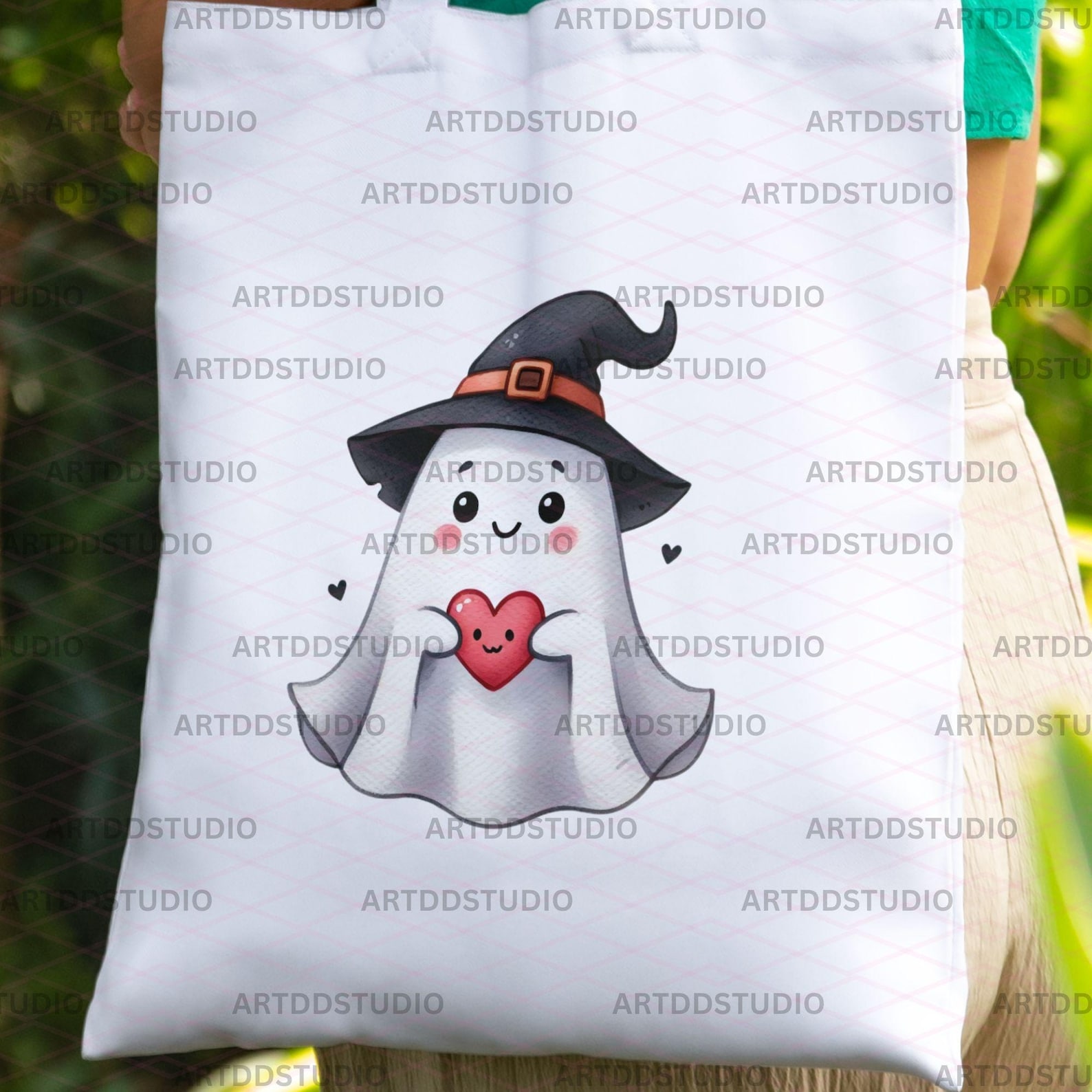 Cute Halloween Ghost Watercolor Clipart Bundle, Witch Hat Ghosts, BOO ...