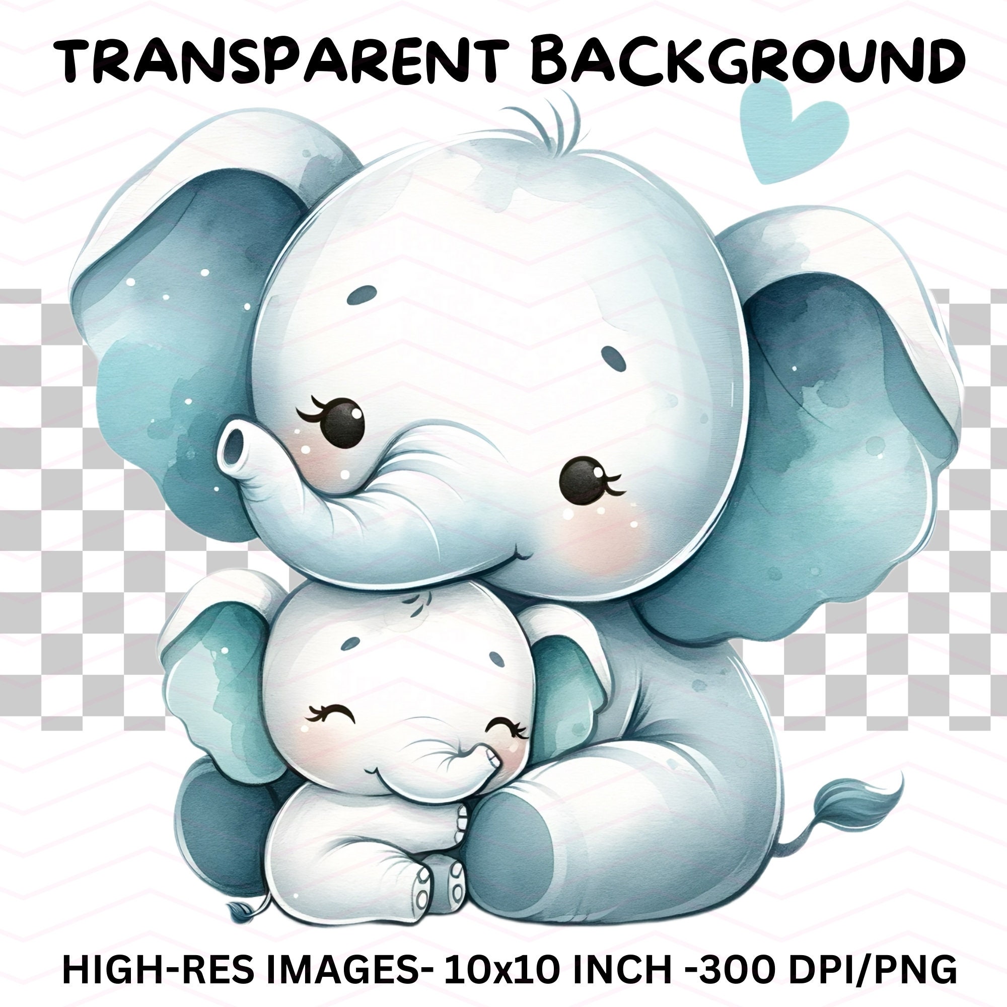 Adorable Elephant Watercolor Clipart Collection Digital Download, Cute ...