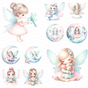 Fairy Garden Clipart Set, Whimsical Watercolor Fairies & Flowers ...