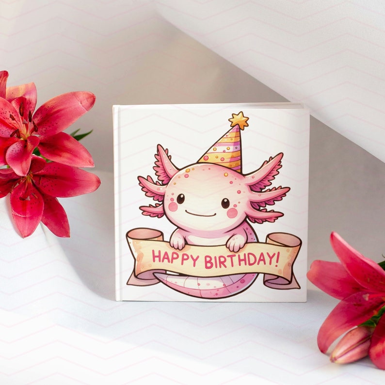 Cheerful Axolotl Birthday Party Clipart, Cute Watercolor PNG Images for ...