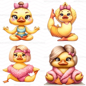 Zen Duck Yoga Watercolor Clipart Set - Mindful Watercolor Duck PNG ...