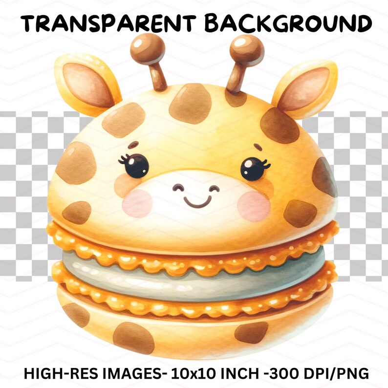 Adorable Animal Macaron Clipart - Cute Watercolor Macarons Pngs ...