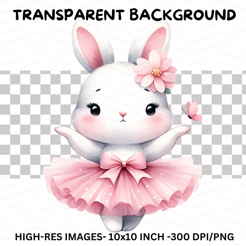 Watercolor Ballet Bunnies Clipart, Watercolor Rabbit Graphic, Ballerina ...