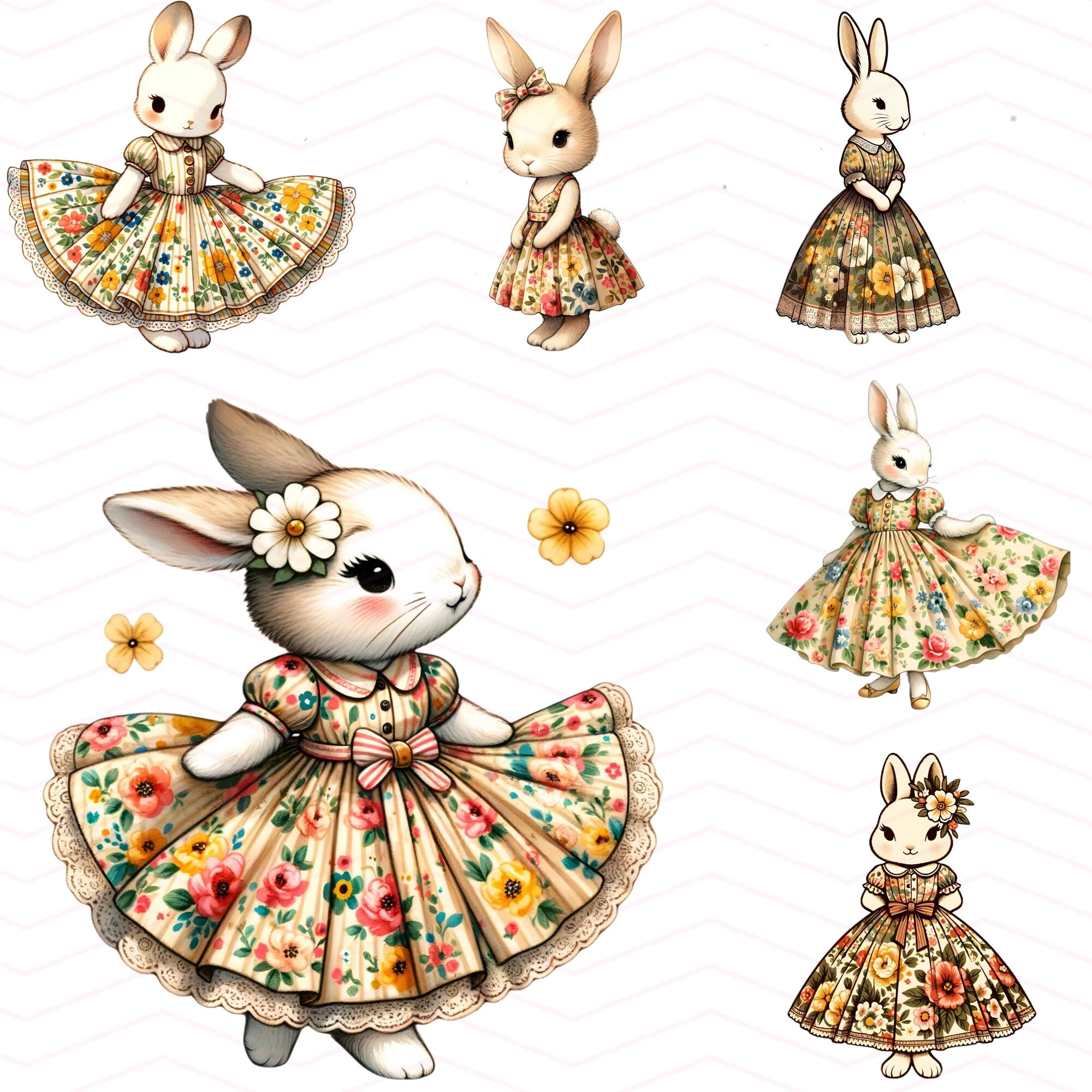 Bunny Watercolor Clipart: Floral Dress Rabbit PNG (digital Download) - Etsy