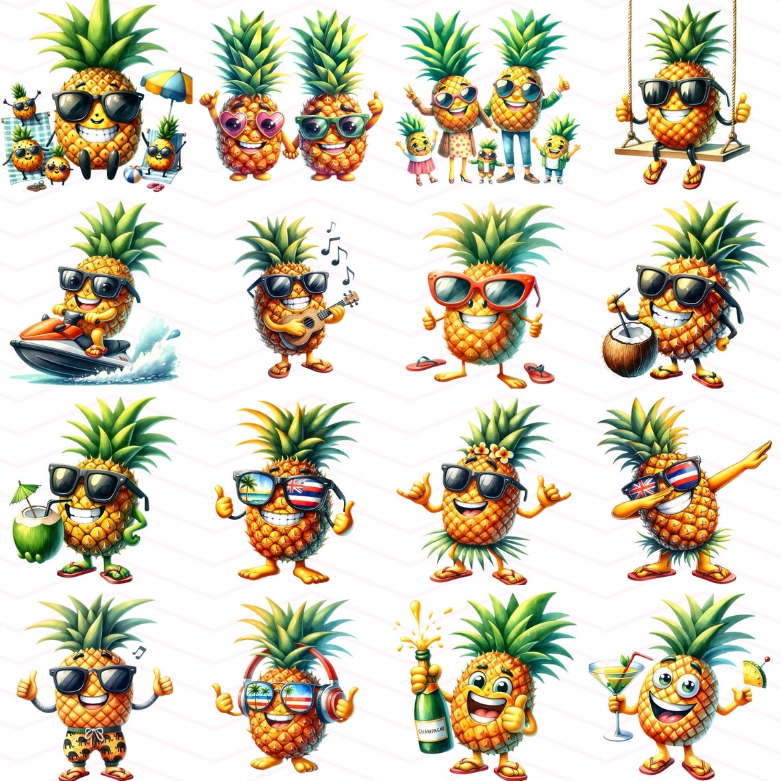Pineapple Watercolor Clipart, Tropical Party , Pineapple With ...