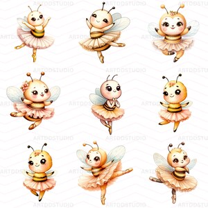 Watercolor Bee Ballerina Clipart, Watercolor Cute Bee Graphic, Ballet ...
