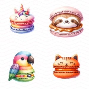Adorable Animal Macaron Clipart - Cute Watercolor Macarons Pngs ...