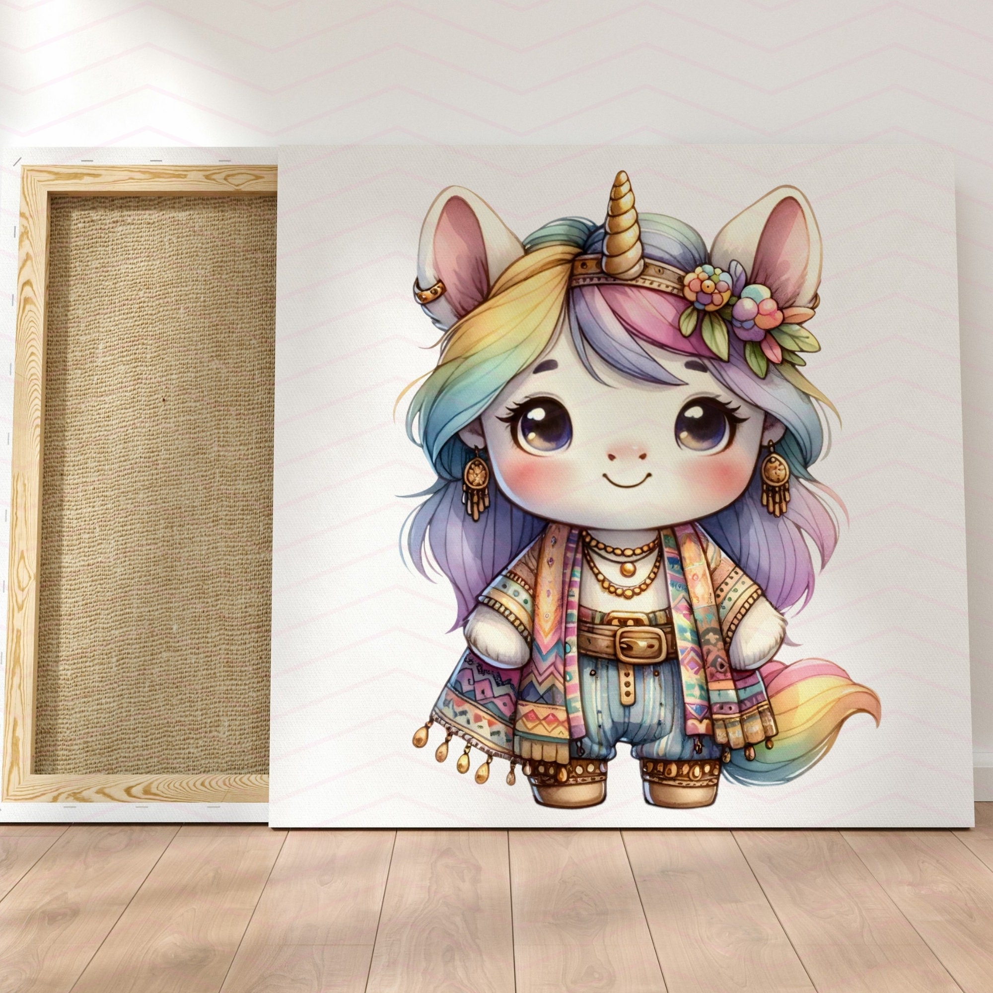 Boho Unicorn Clipart Set Whimsical Watercolor Unicorns Digital Download ...