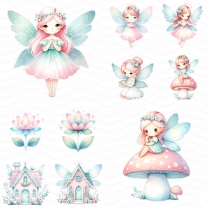 Fairy Garden Clipart Set, Whimsical Watercolor Fairies & Flowers ...