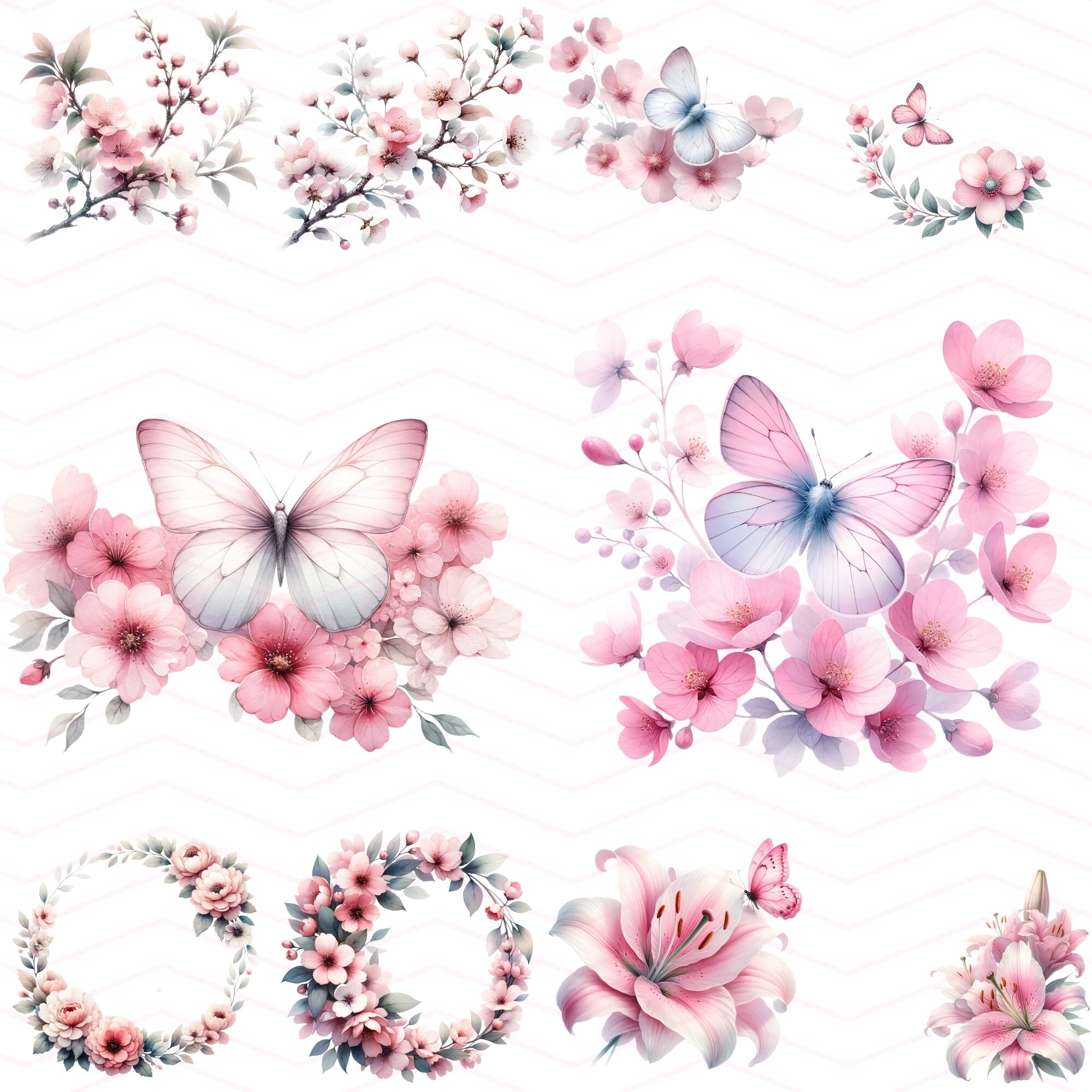 Charming Watercolor Butterfly Clipart Floral and Butterfly ...