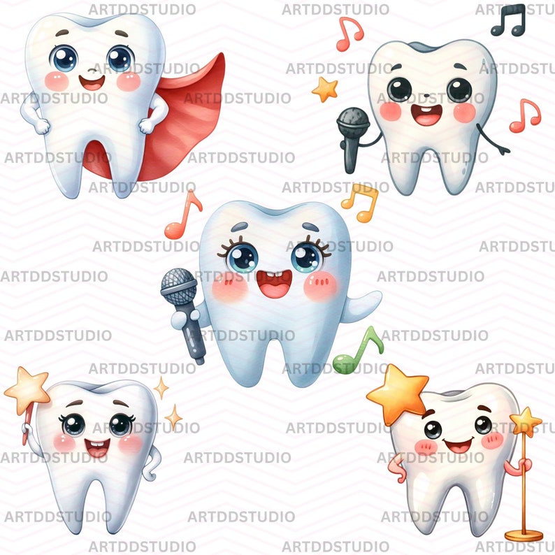 Adorable Tooth Clipart - Cute Tooth Watercolor PNG Collection, Dentist ...