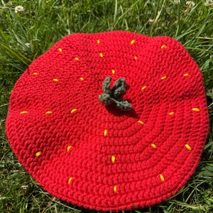 Fruit Beret - Orange Peach Strawberry - Hand Crochet - 100% Cotton - Etsy
