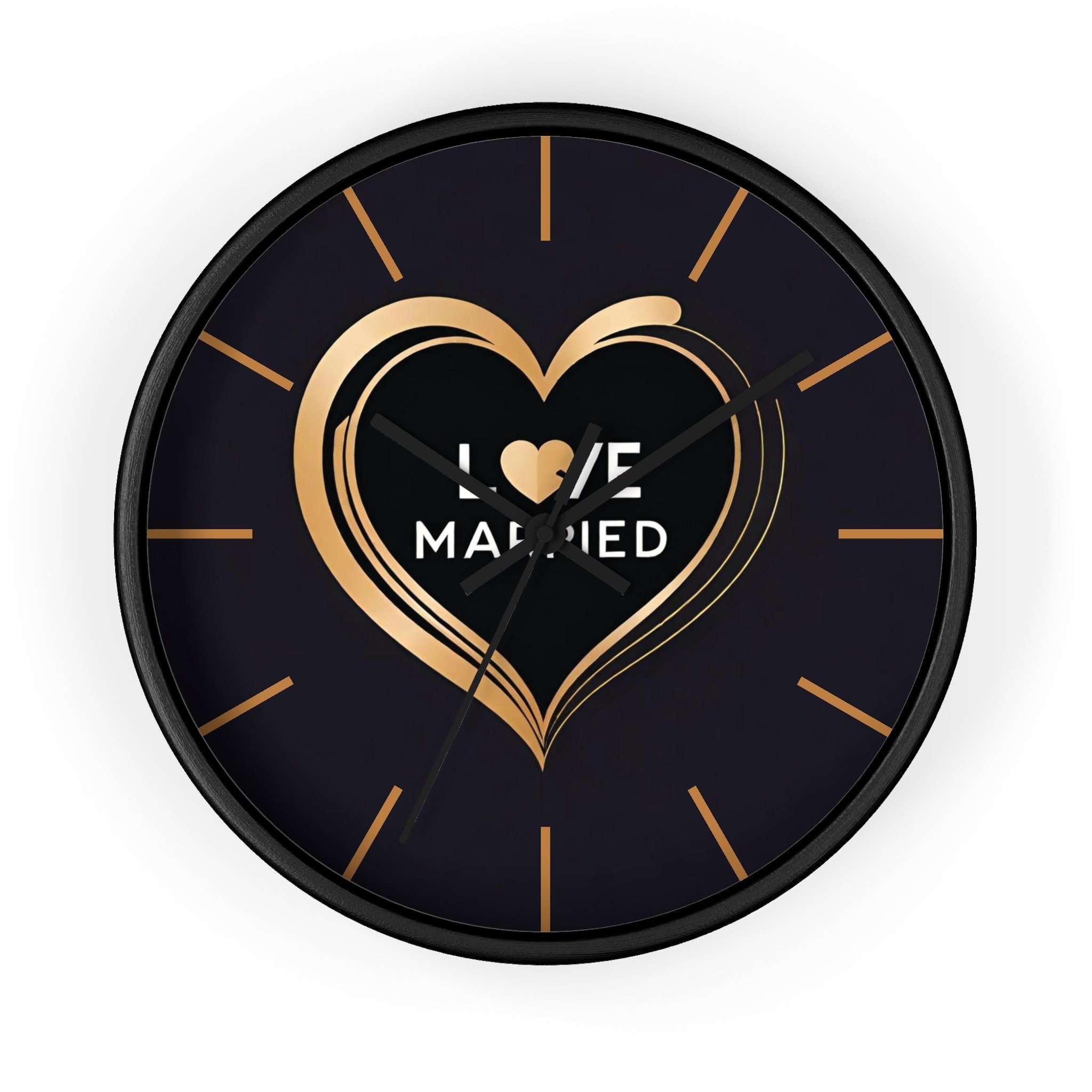 Just Married Black Love Heart Wall Clock - Etsy