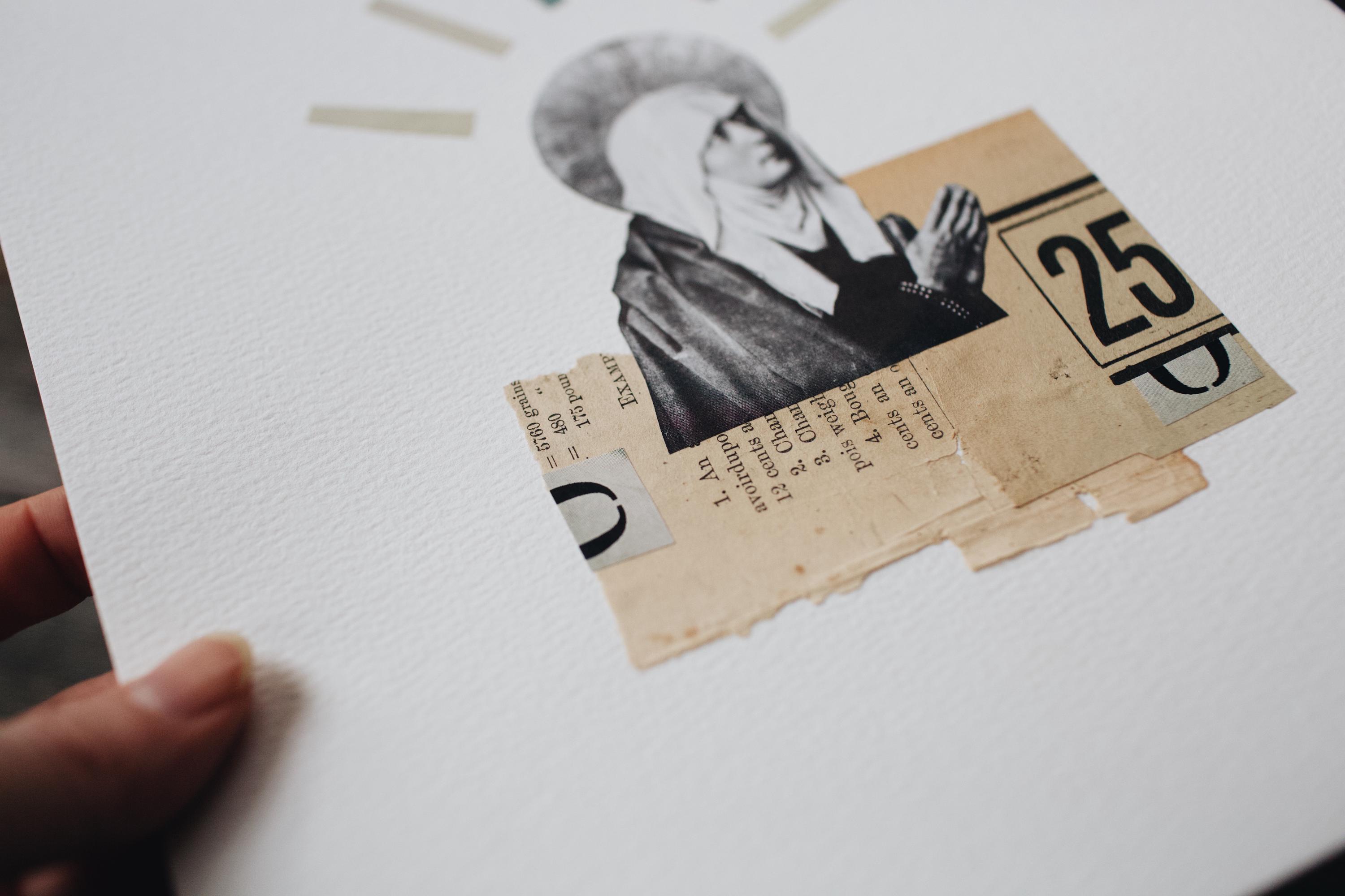 Original ‘faith’ Cut Paper Collage Art, Vintage Ephemera Religious ...