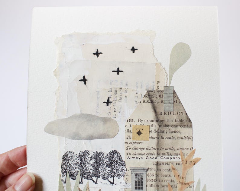 Original Cut Paper Abstract Collage Art ‘always Good Company’ Mixed ...