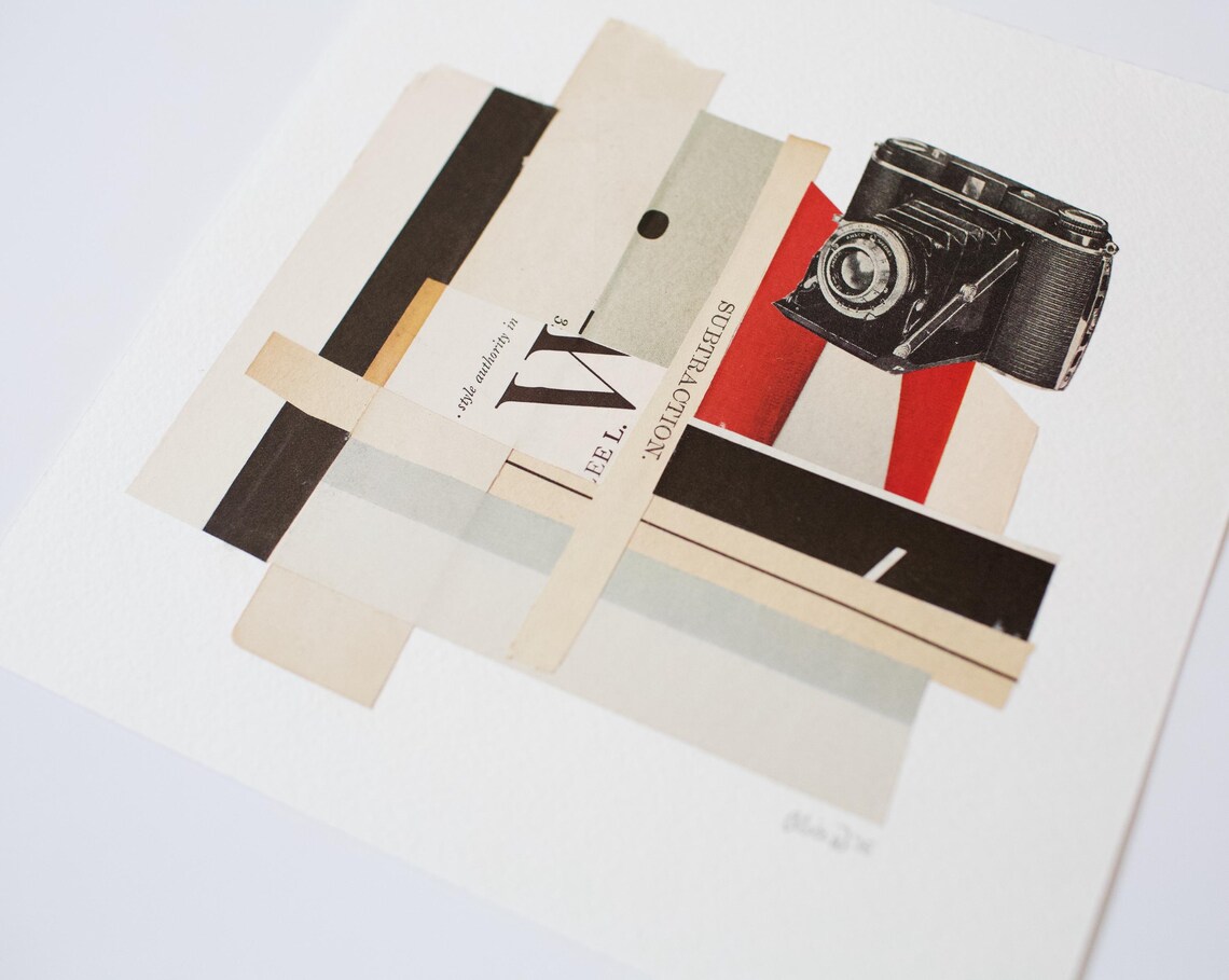 Original Abstract Collage Art ‘subtraction’ Retro Magazine Hand Cut ...