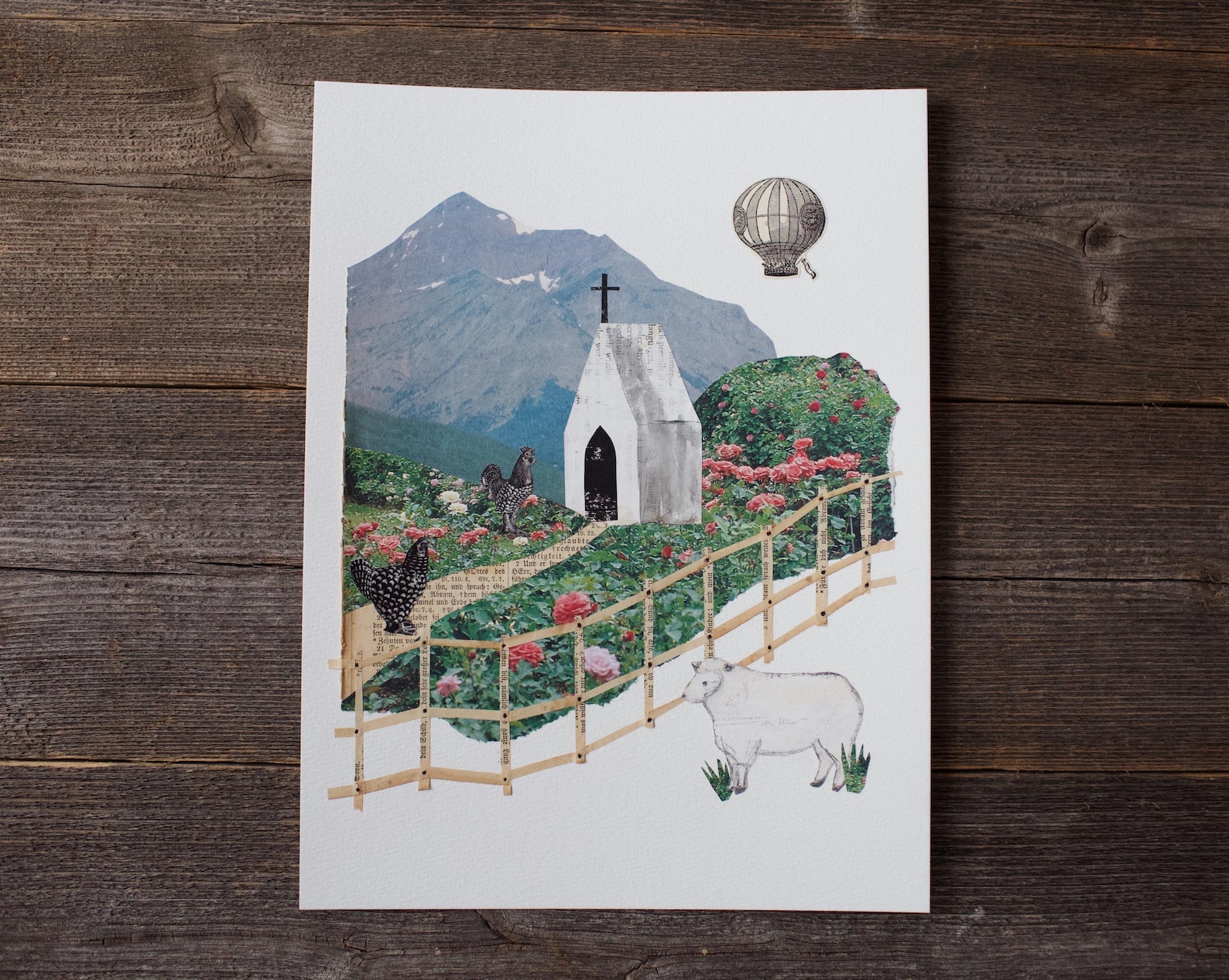 Original Mixed Media Paper Collage Art, ‘pastoral Country’ Surreal ...