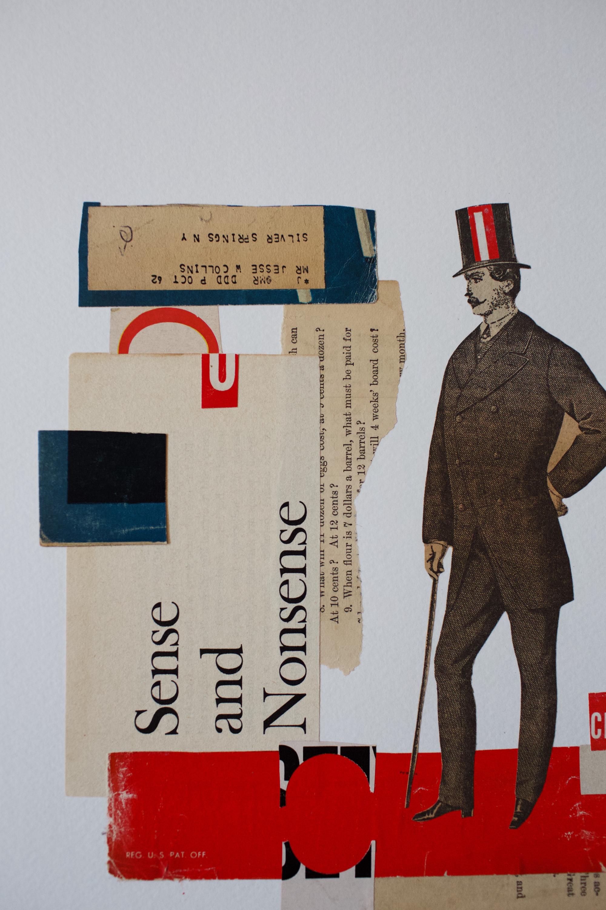 Original Cut Paper Abstract Collage Art, ‘sense and Nonsense’ Vintage ...