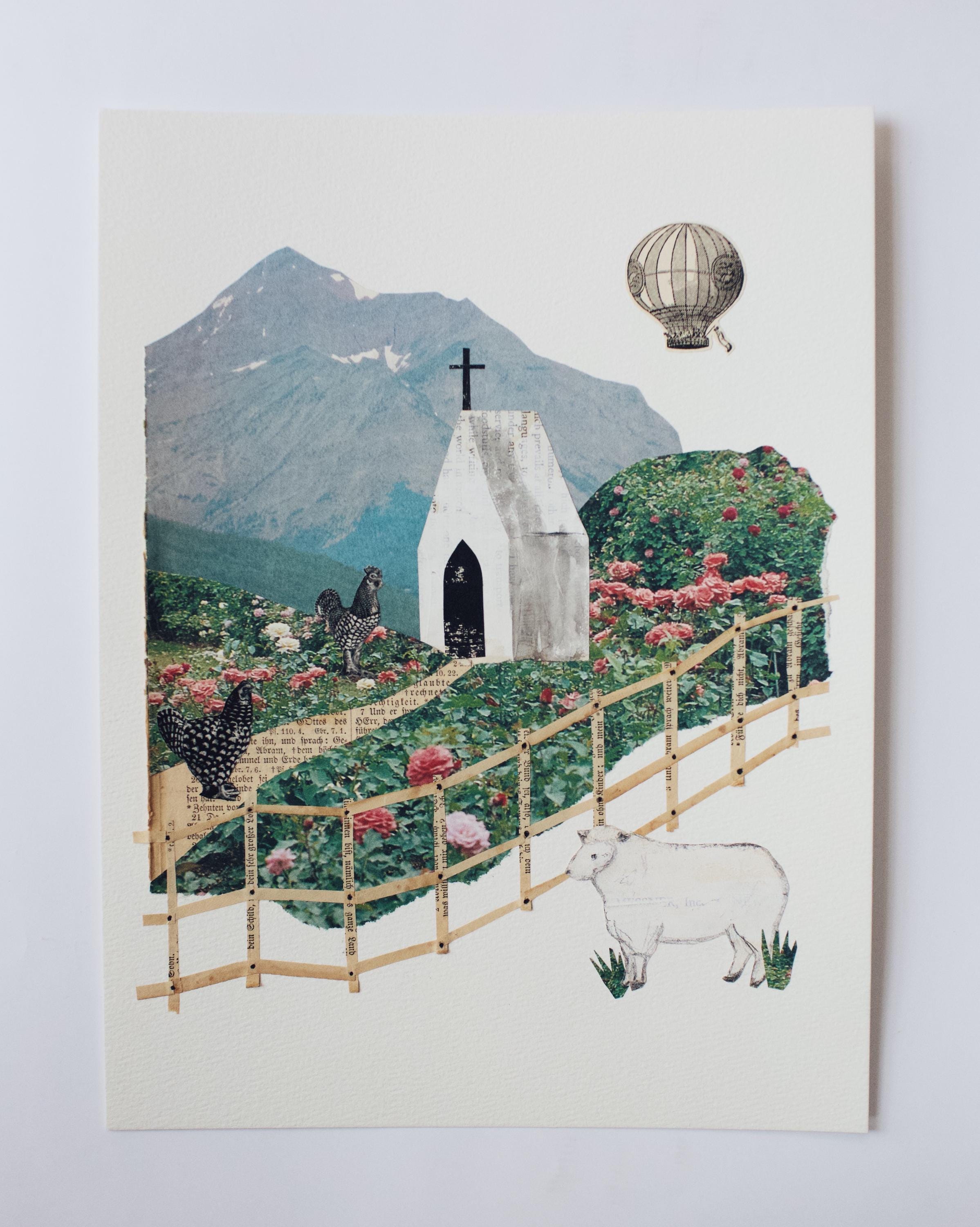 Original Mixed Media Paper Collage Art, ‘pastoral Country’ Surreal ...