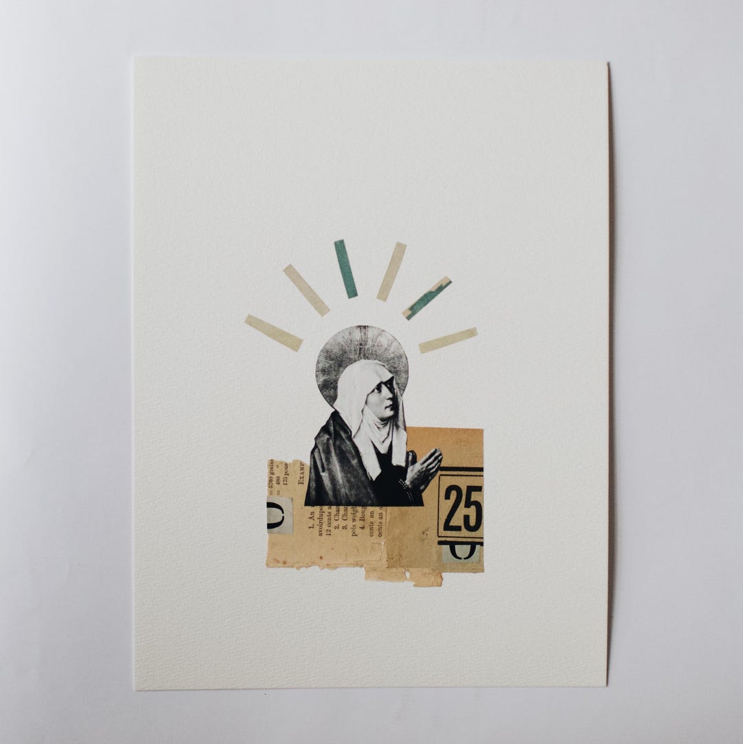 Original ‘faith’ Cut Paper Collage Art, Vintage Ephemera Religious ...