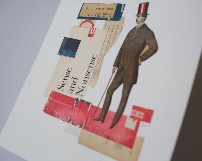 Original Cut Paper Abstract Collage Art, ‘sense and Nonsense’ Vintage ...