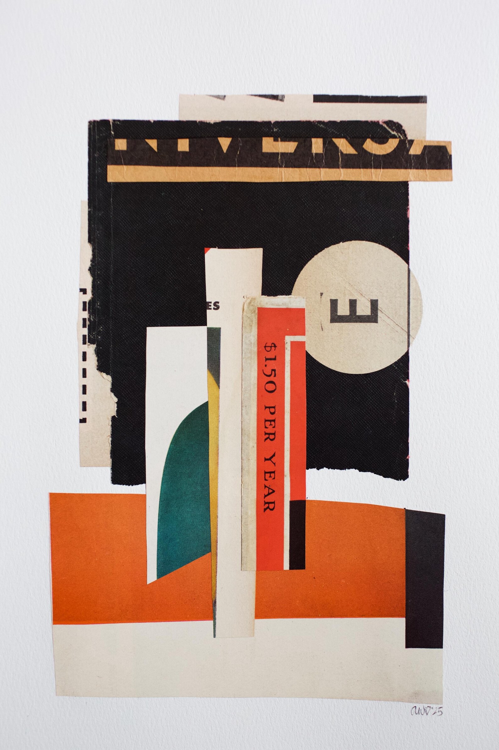 Original Abstract Cut Paper Collage Art, Vintage Ephemera Modern Wall ...