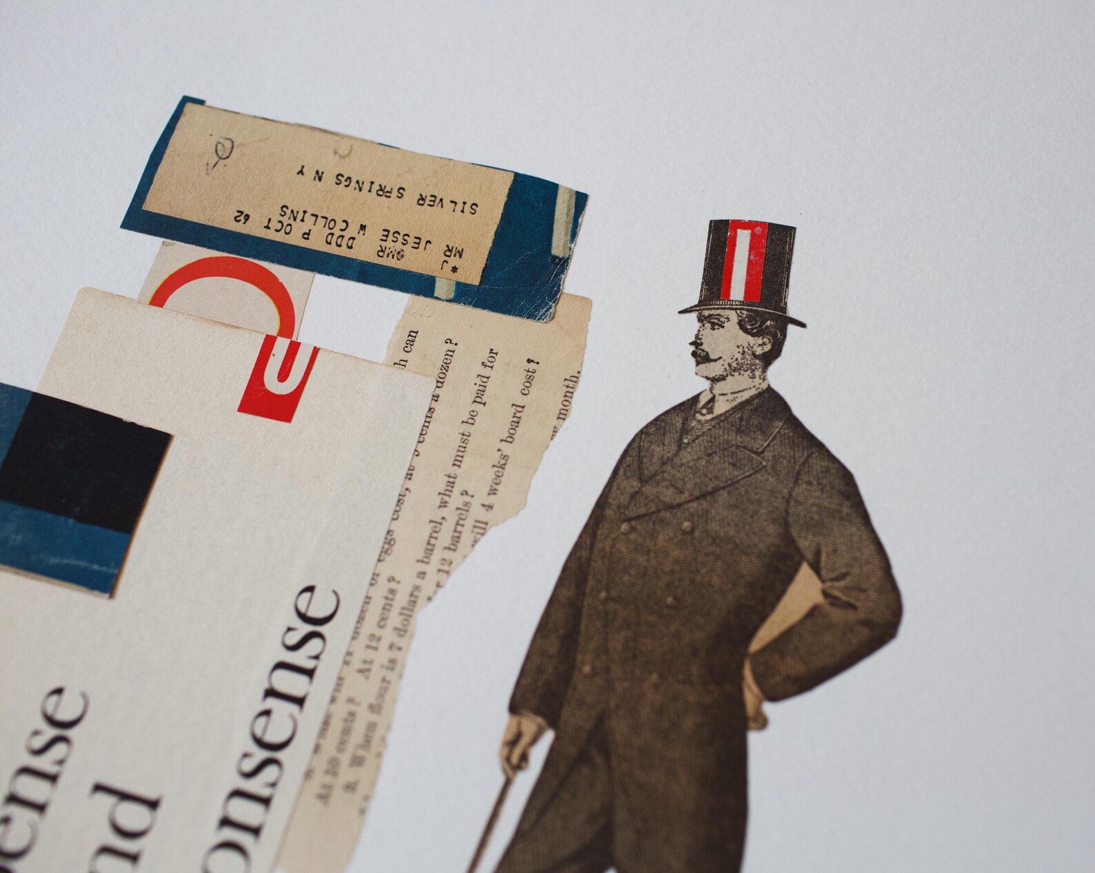 Original Cut Paper Abstract Collage Art, ‘sense and Nonsense’ Vintage ...