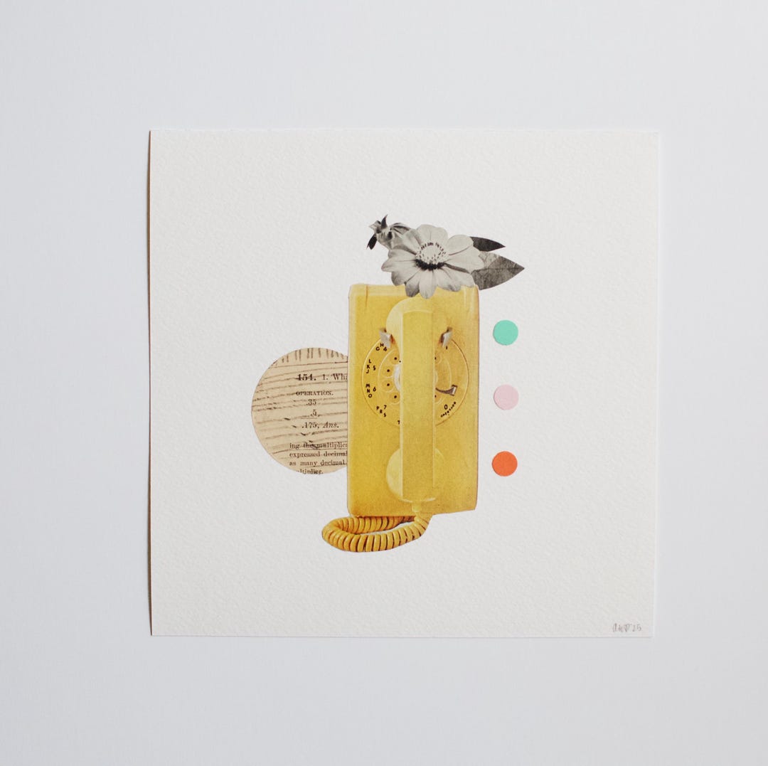 Original Abstract Mixed Media Cut Paper Collage Art, Midcentury Rotary ...