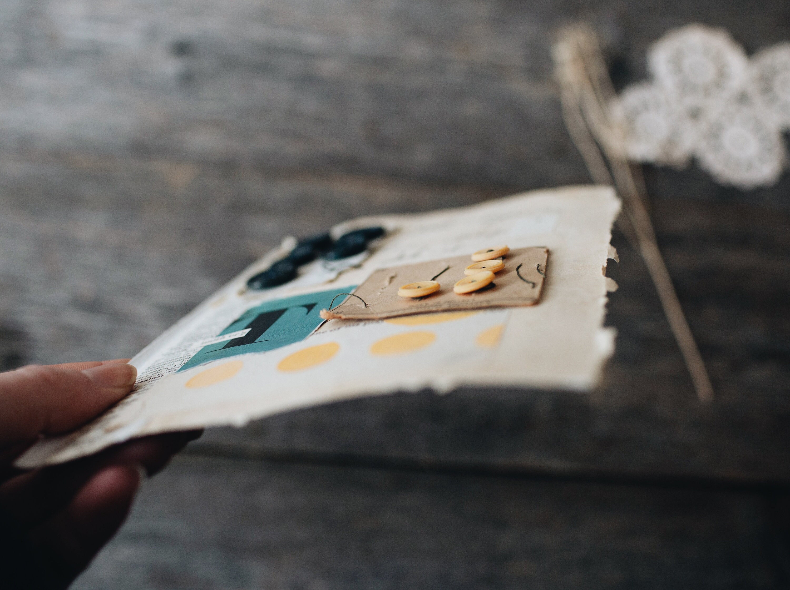 Original Mixed Media Abstract Art on Paper, letting Go, Vintage Found ...