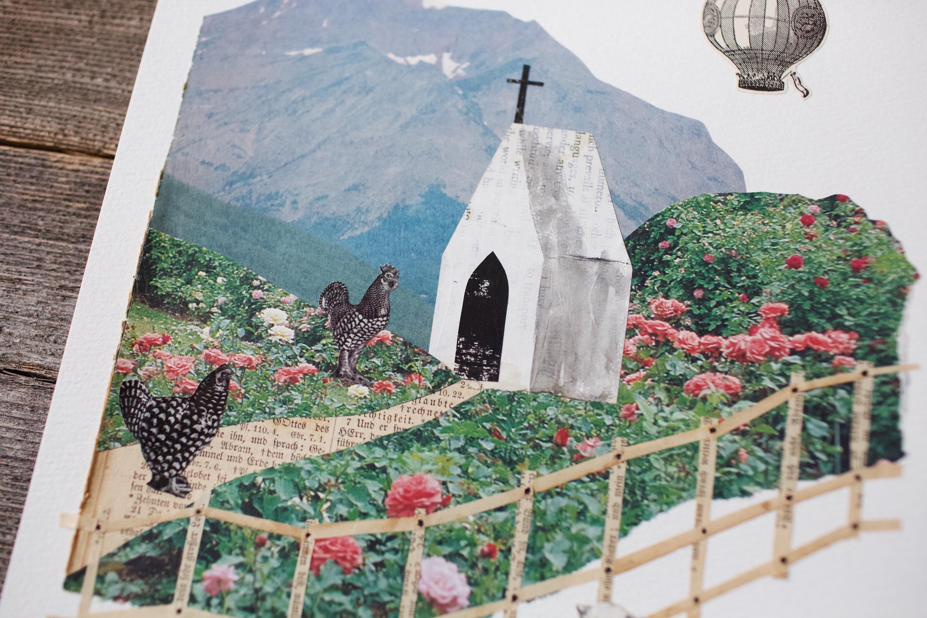 Original Mixed Media Paper Collage Art, ‘pastoral Country’ Surreal ...