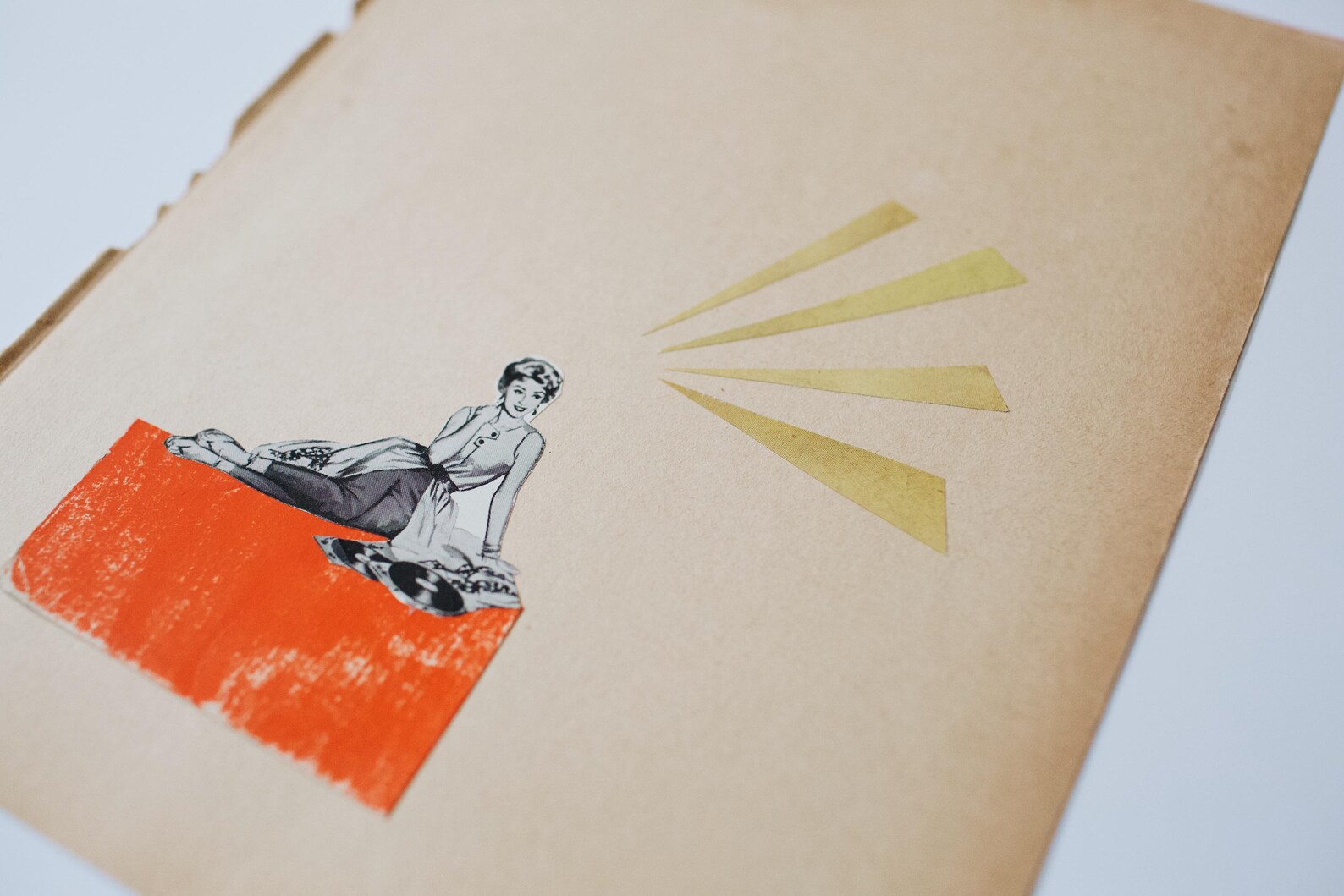 Original Abstract Art Collage on Vintage Book Page, Midcentury Magazine ...