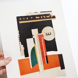 Original Abstract Cut Paper Collage Art, Vintage Ephemera Modern Wall ...