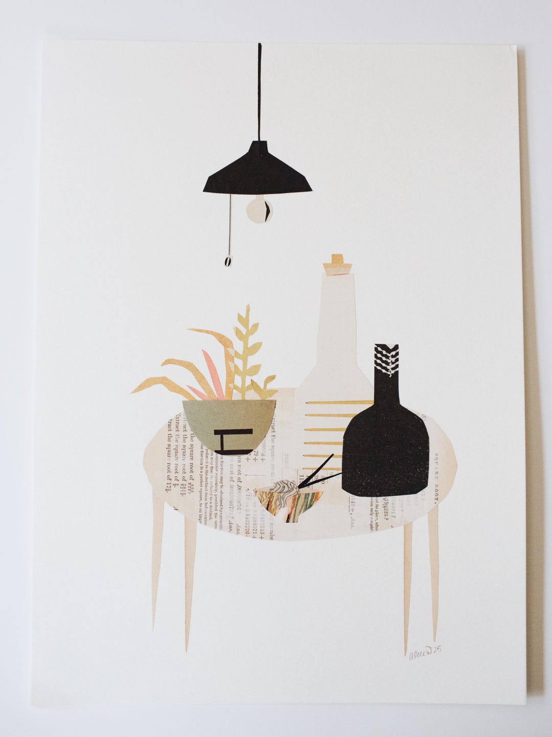 Original Cut Paper Still Life Collage Art ‘noodles for Dinner Again ...